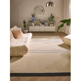 benuta Pure Wollteppich Livio Beige/Schwarz 120x170 cm - Naturfaserteppich aus Wolle