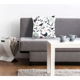 Dekokissen queence, B:40cm L:40cm, bunt, Polyester, Dekokissen_Sitzkissen_Kissenh&uuml;llen, "Theresa", mit kleinen piepmatzen