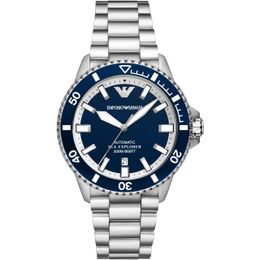 Emporio Armani Herren Automatikuhr "SEA EXPLORER", silber, Armbanduhren, Armbanduhr, Herrenuhr, Mechanische Uhr, Edelstahlarmband, analog, Tag