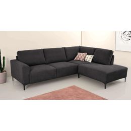 Ecksofa Home Affaire, B:256cm H:85cm T:198cm, grau, 100% Polyester;Hartfaserplatte;Holz;Pappe;Spanplatte, Wohnzimmer, Sofas, "Tournon, L-Form, Breite