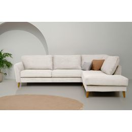 Ecksofa Home Affaire, B:278cm H:88cm T:202cm, beige, 100% Polyester, Wohnzimmer, Sofas, "MARSEILLE 278/202 cm, L-Form, Ottom. rechts/links,