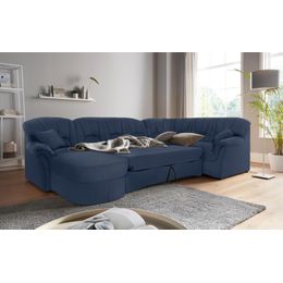 Wohnlandschaft DOMO collection, B:308cm H:91cm T:200cm, blau, Luxus-Microfaser (100% Polyester), mit Muster;Struktur (100% Polyester), Sofas, "Bahia