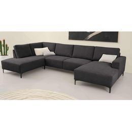 Wohnlandschaft Home Affaire, B:333cm H:85cm T:198cm, grau, 100% Polyester;Hartfaserplatte;Holz;Pappe;Spanplatte, Sofas, "Tournon U-Form, XXL Sofa,