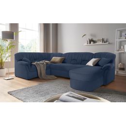 Wohnlandschaft DOMO collection, B:308cm H:91cm T:200cm, blau, Luxus-Microfaser (100% Polyester), mit Muster;Struktur (100% Polyester), Sofas, "Bahia