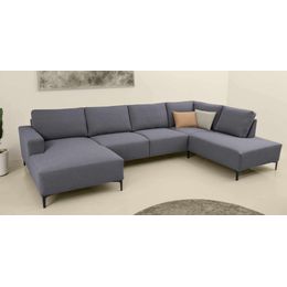 Wohnlandschaft Home Affaire, B:333cm H:85cm T:198cm, grau, 100% Polyester;Hartfaserplatte;Holz;Pappe;Spanplatte, Sofas, "Tournon U-Form, XXL Sofa,