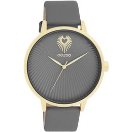 Oozoo Damen Quarzuhr, grau, Armbanduhren, Armbanduhr, Damenuhr, Lederarmband, analog
