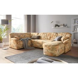 Wohnlandschaft DOMO collection, B:308cm H:91cm T:200cm, beige, Luxus-Microfaser (100% Polyester), mit Muster;Struktur (100% Polyester), Sofas, "Bahia