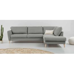 Ecksofa Home Affaire, B:278cm H:88cm T:202cm, grau, 100% Polyester, Wohnzimmer, Sofas, "MARSEILLE 278/202 cm, L-Form, Ottom. rechts/links,
