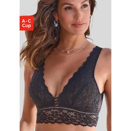 Vivance Damen Bralette-BH, Gr. 75, schwarz, Spitze, Obermaterial: 86% Polyamid, 14% Elasthan, BHs, ohne Bügel, rundherum aus floraler Spitze, Dessous