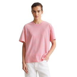 Marc O'Polo T-Shirt MARC O'POLO DENIM, Damen, Gr. XS, bunt (medium pink_multi_01), Single Jersey, Obermaterial: 100% Baumwolle, relaxed fit h&uuml;ftlang, Rundhals, Shirts T-Shirt, geringelt, Rundhals, relaxed fit