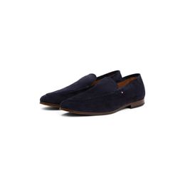 Tommy Hilfiger Herren Slipper "HILFIGER FLEXIBLE SUEDE LOAFER", Gr. 42, blau, Veloursleder, unifarben, Schuhe, Blockabsatz, Loafer, Businsesschuh,