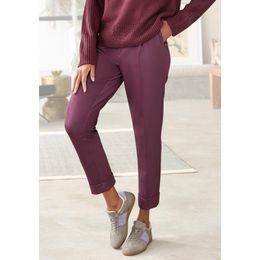 Lascana Damen 7/8-Hose, rot, Gr. 34, Web, Obermaterial: 95% Polyester, 5% Elasthan, Hosen, mit B&uuml;gelfalten, schmales Bein