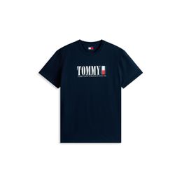 Tommy Jeans Damen T-Shirt "TJM REG TOMMY DNA FLAG TEE EXT", blau, Gr. S, Single Jersey, Obermaterial: 100% Baumwolle, Shirts
