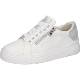 Waldl&auml;ufer WALDL&Auml;UFER Damen Plateausneaker "H-TAMIRA", Gr. 4,5, silber, Nappaleder, Nubukleder, kontrastfarbene Details, Schuhe, Schn&uuml;rschuh, Halbschuh,