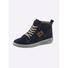 Casual Looks Damen Stiefelette, Gr. 39, blau, Veloursleder, Schuhe
