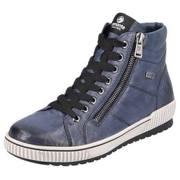 Remonte Damen Schn&uuml;rboots, Gr. 41, blau, Leder, Lederimitat, Schuhe, Plateau, Schn&uuml;rstiefelette, Boots in Crash-Optik