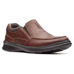 Clarks Herren Slipper "Cotrell Free", Gr. 41, braun, Leder, Schuhe, Schlupfschuh, Komfortschuh mit Stretcheinsätzen