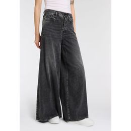 Herrlicher Damen Weite Jeans "Shyra Palazzo Denim Black", schwarz, Gr. 32, Denim/Jeans, Obermaterial: 50% Baumwolle, 40% Lyocell, 10% Modal, Jeans,
