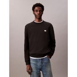 Herren Sweatshirt "400GSM TRRY BDG CRWN", schwarz, Gr. L, Calvin Klein Jeans, unifarben, Sweatware, Obermaterial: 90% Baumwolle, 10% Polyester,