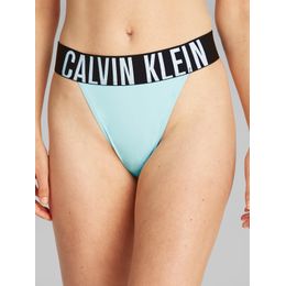 Damen String "HIGH LEG THONG", Calvin Klein Underwear, Gr. L, blau, Obermaterial: 82% Polyamid, 18% Elasthan, Unterhosen, mit gro&szlig;em Logo