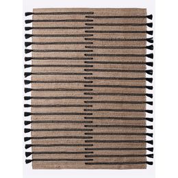 Teppich HEINE HOME, B:120cm H:9mm L:180cm, schwarz, Baumwolle, Jute, Wohnzimmer, Teppiche