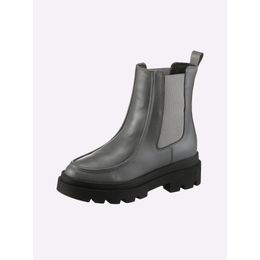 Heine Damen Stiefelette, Gr. 41, grau, Glattleder, Leder, Rindsleder, Schuhe