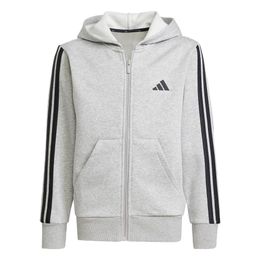 adidas Sportswear Sportsweatjacke 'Essentials' Jungen Größe 146 graumeliert / schwarz