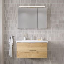 Steinkamp Living 2.0 / Villeroy & Boch Subway 3.0 Badmöbel Set 100 cm mit Spiegelschrank