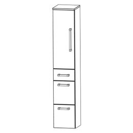 Puris b • brace Hochschrank 40 x 30 x 162,8 cm mit 3 Auszügen und 1 Tür, Anschlag links