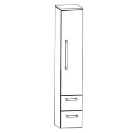 Puris b • brace Hochschrank 40 x 30 x 162,8 cm mit 2 Auszügen und 1 Tür, Anschlag rechts