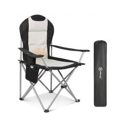 HOMECALL Klappbar Campingstuhl, Hochlehner Angelstuhl, mit Getr&auml;nkehalter, wei&szlig;/schwarz