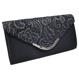 Steuer Modeschmuck Abendtasche Seidenoptik in blau und Spitzenbesatz