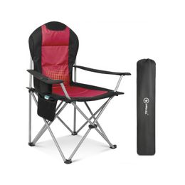 HOMECALL Klappbar Campingstuhl, Hochlehner Angelstuhl, mit Getr&auml;nkehalter, rot/schwarz