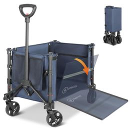 HOMECALL Bollerwagen Handwagen (Erweiterbare Kapazit&auml;t, bis 100KG, 120L), F&uuml;r Einkaufen, Camping, Garten, Dogs-Dunkelblau