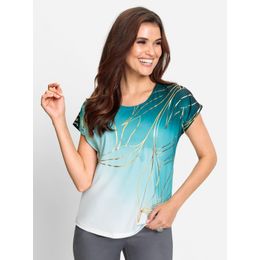WITT Damen Print-Shirt mit Foliendruck, dunkelrot-goldfarben-bedruckt, Gr&ouml;&szlig;e 36