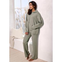 ELBSAND Damen Hoodie, oliv meliert, Gr&ouml;&szlig;e 36/38