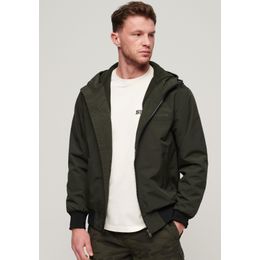 Bomberjacke Superdry "SURPLUS NYLON HOODED BOMBER", Herren, Gr. S, schwarz (surplus good), Web, Obermaterial: 100% Baumwolle, unifarben, Modisch, relaxed fit, Jacken