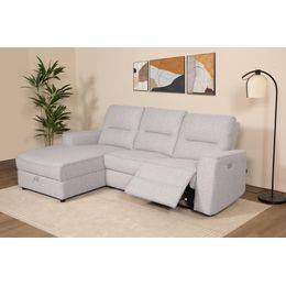 Ecksofa Home Affaire, B:250cm H:98cm T:93,5cm, grau, Webstoff 100% Polyester, Wohnzimmer, Sofas, "VENOIR, L-Form, 250 cm, manuelle u. elektrische