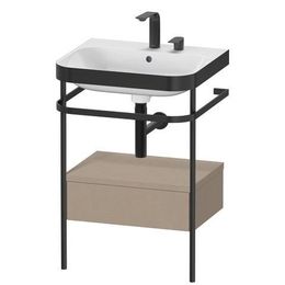 Duravit Happy D.2 Plus c-bonded Set mit Metallkonsole und Schubkasten Leinen Matt 575x490x850 mm - H HP4740E7575