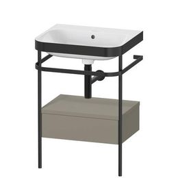 Duravit Happy D.2 Plus c-bonded Set mit Metallkonsole und Schubkasten Stein Grau Seidenmatt 575x490x HP4740N9292