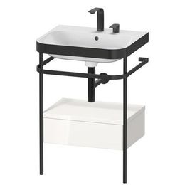 Duravit Happy D.2 Plus c-bonded Set mit Metallkonsole und Schubkasten Wei&szlig; Hochglanz 575x490x850 mm HP4740E2222