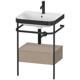 Duravit Happy D.2 Plus c-bonded Set mit Metallkonsole und Schubkasten Leinen Matt 575x490x850 mm - H HP4740O7575