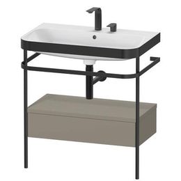 Duravit Happy D.2 Plus c-bonded Set mit Metallkonsole und Schubkasten Stein Grau Seidenmatt 775x490x HP4742E9292