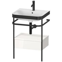 Duravit Happy D.2 Plus c-bonded Set mit Metallkonsole und Schubkasten Wei&szlig; Hochglanz 575x490x850 mm HP4740O2222