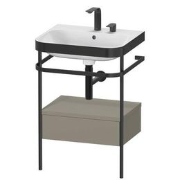 Duravit Happy D.2 Plus c-bonded Set mit Metallkonsole und Schubkasten Stein Grau Seidenmatt 575x490x HP4740E9292