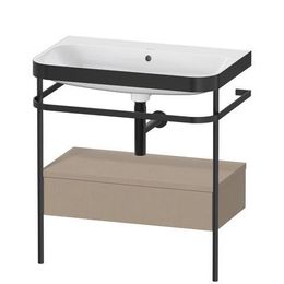 Duravit Happy D.2 Plus c-bonded Set mit Metallkonsole und Schubkasten Leinen Matt 775x490x850 mm - H HP4742N7575