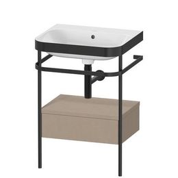 Duravit Happy D.2 Plus c-bonded Set mit Metallkonsole und Schubkasten Leinen Matt 575x490x850 mm - H HP4740N7575