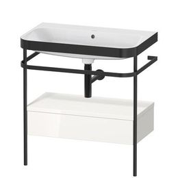 Duravit Happy D.2 Plus c-bonded Set mit Metallkonsole und Schubkasten Wei&szlig; Hochglanz 775x490x850 mm HP4742N2222