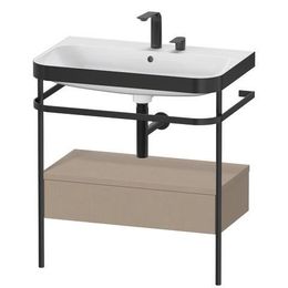 Duravit Happy D.2 Plus c-bonded Set mit Metallkonsole und Schubkasten Leinen Matt 775x490x850 mm - H HP4742E7575