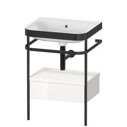 Duravit Happy D.2 Plus c-bonded Set mit Metallkonsole und Schubkasten Wei&szlig; Hochglanz 575x490x850 mm HP4740N2222